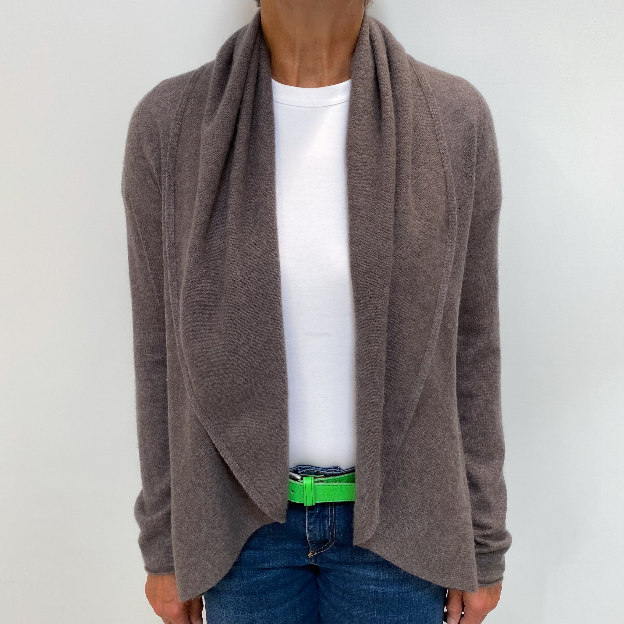 Donkey Brown Cashmere Waterfall Cardigan Medium