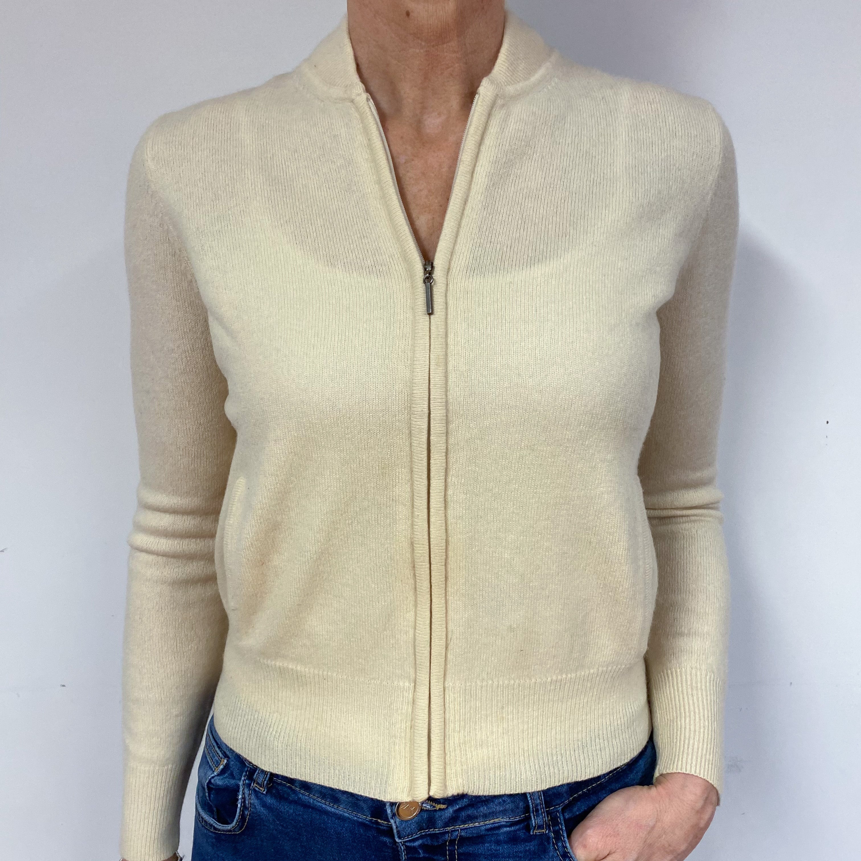 Clotted Cream Cashmere Zip Front Cardigan Medium – NEARLY NEW CASHMERE CO.