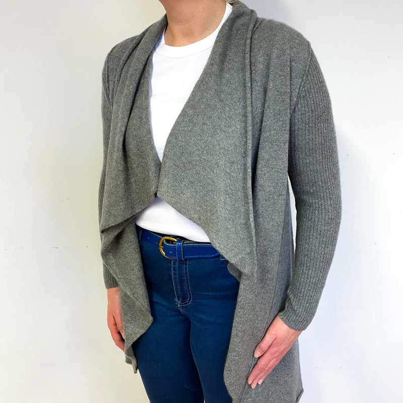 Ash Grey Cashmere Waterfall Cardigan Large – NEARLY NEW CASHMERE CO.