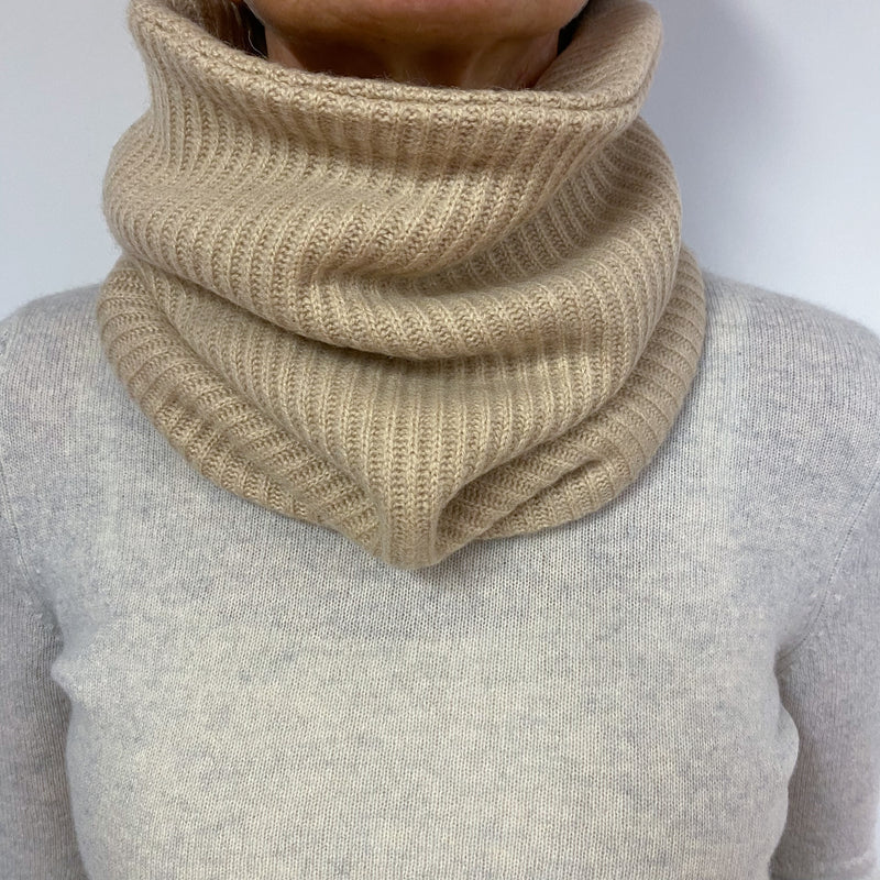 Sand Ribbed Luxury Double Layered Snood – NEARLY NEW CASHMERE CO.