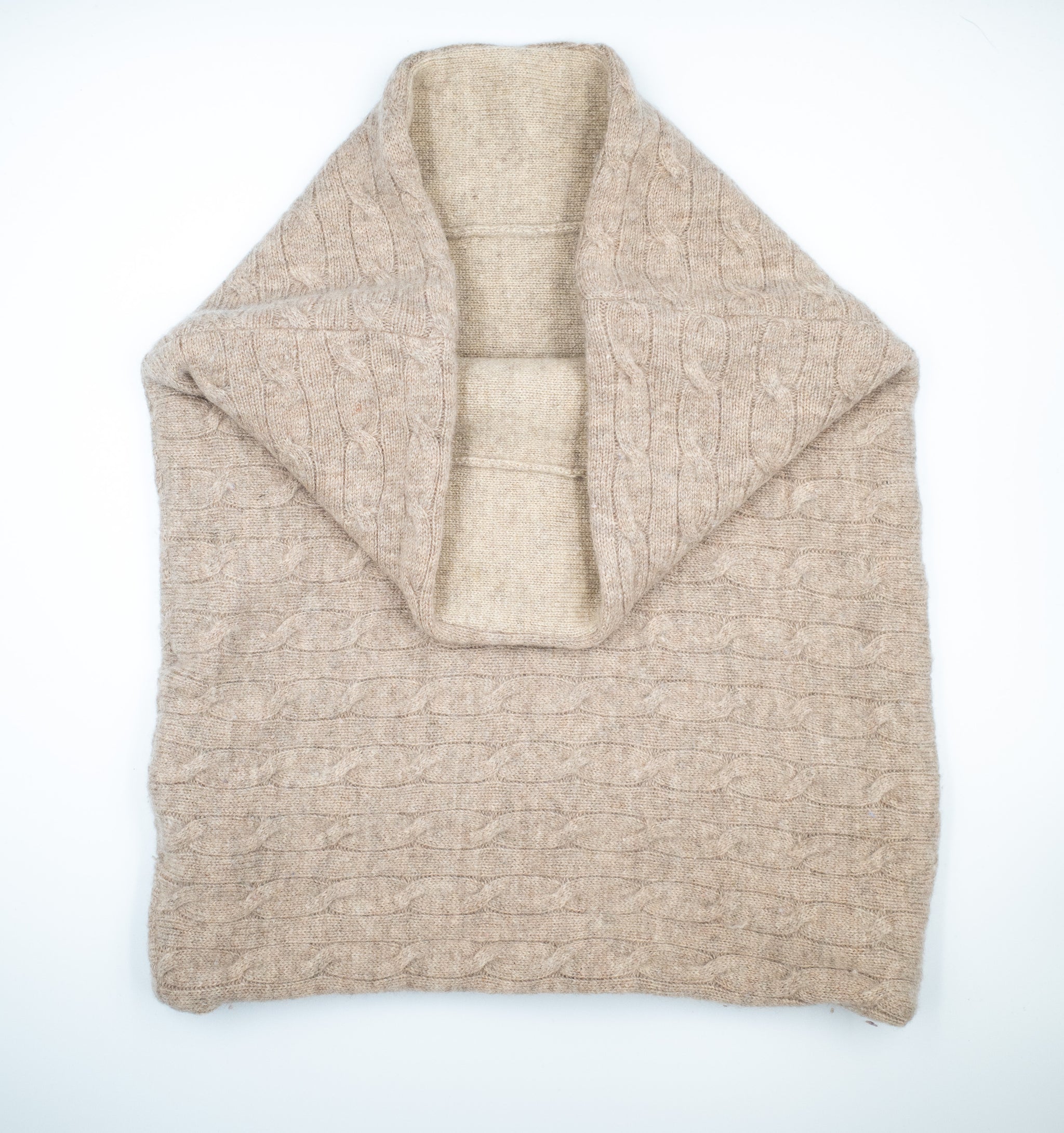 Pale Biscuit Cable Knit Luxury Double Layered Snood