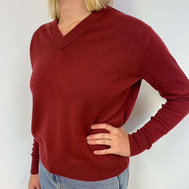 Crimson Red Cashmere V-Neck Boxy Jumper Small – NEARLY NEW CASHMERE CO.